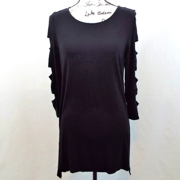 Peter Nygard | Tops | Nygard Long Black Tunic Top W Cutout Sleeves ...
